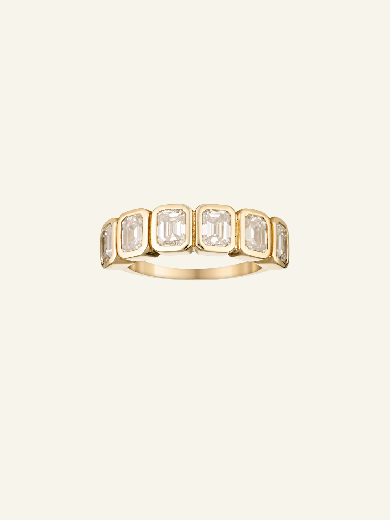 Solid Gold Emerald Cut Moissanite Half Eternity Band | Affordable Solid ...