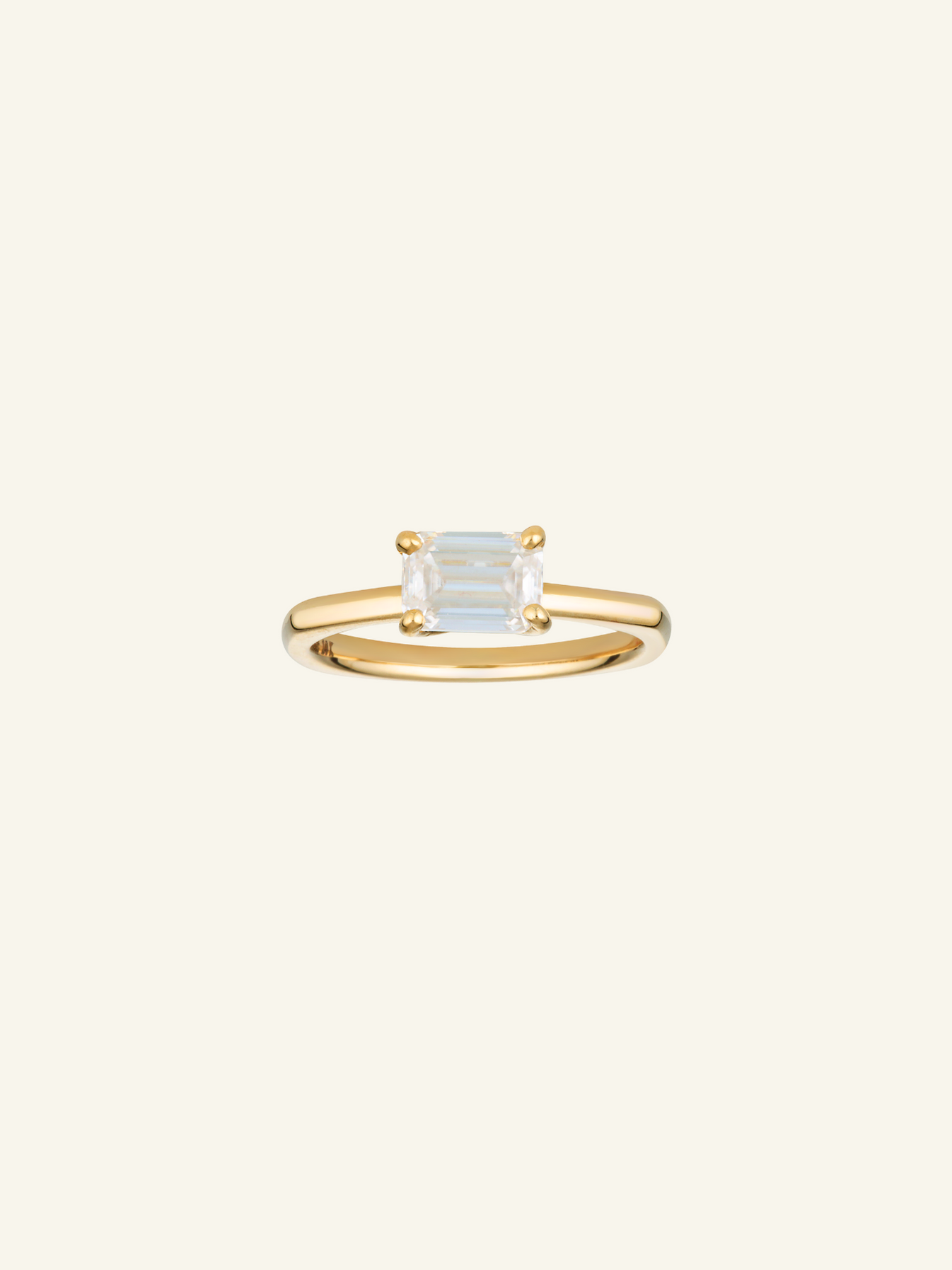 14k Rectangle Prong Moissanite Edged Ring